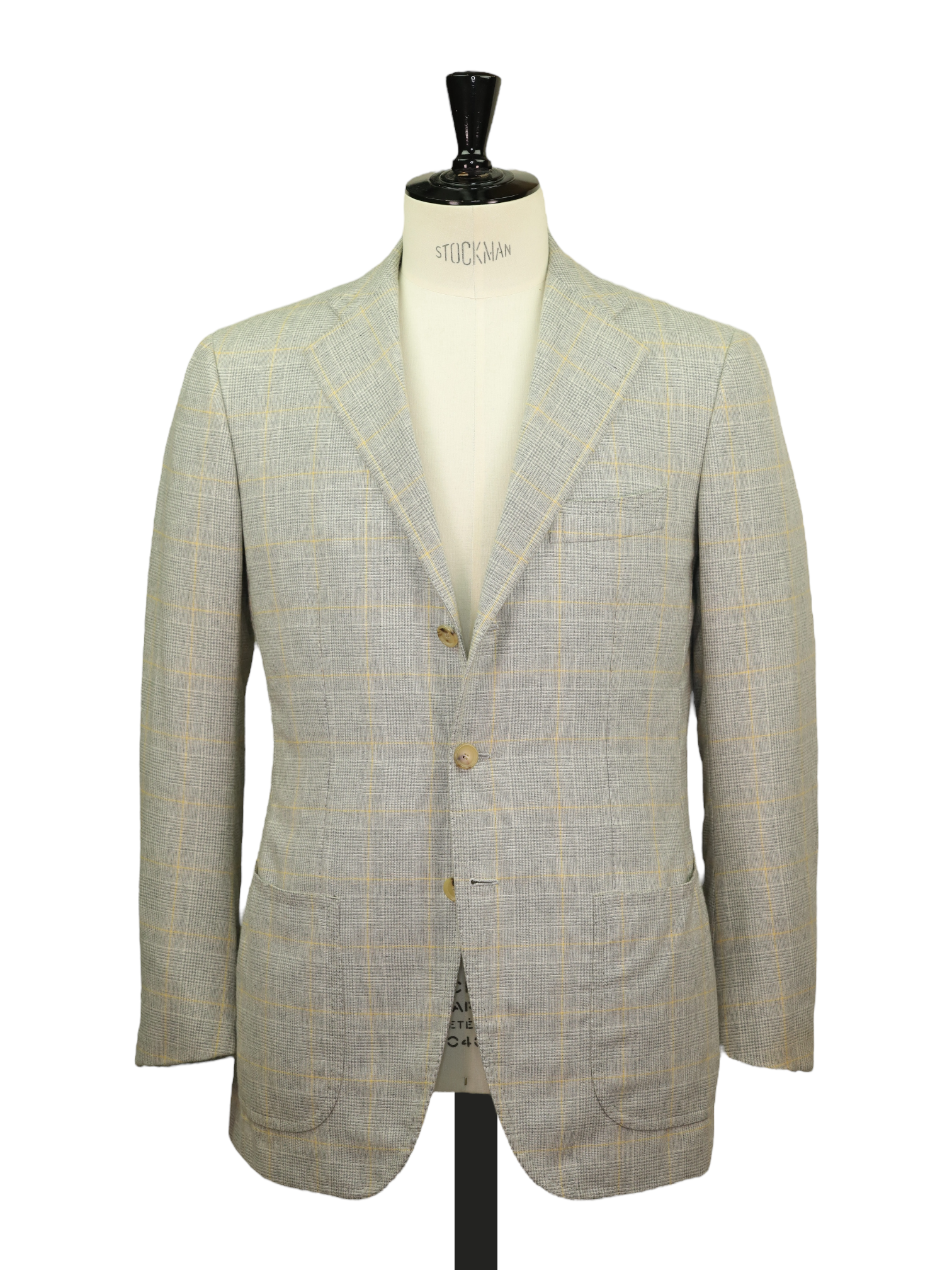 Cesare Attolini Grey & Yellow Pure Cashmere Prince of Wales Jacket