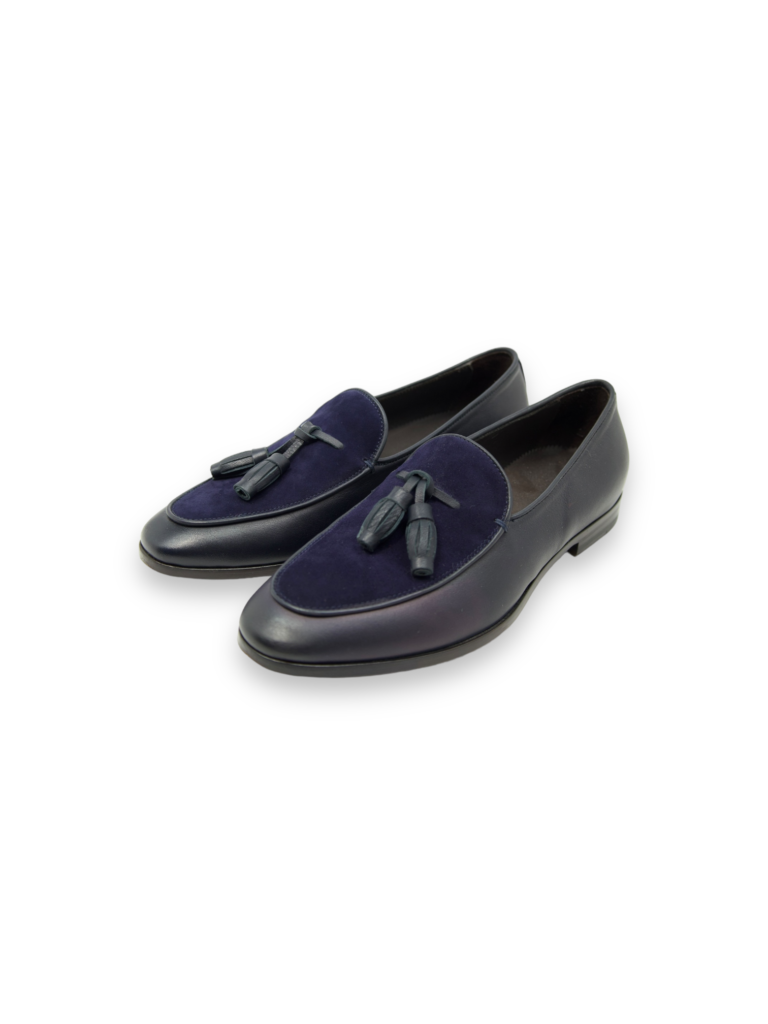 Canali Navy Calfskin & Velvet Tassel Loafer