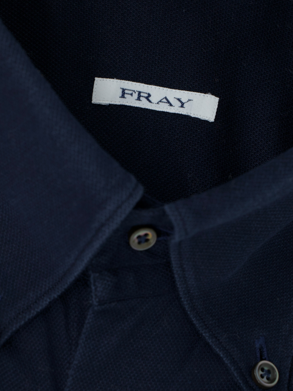 Fray Navy Cotton Piqué Knitted Button-Down Shirt